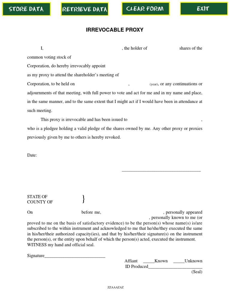 Irrevocable Proxy Appointment Form | PDF | Politics | Law