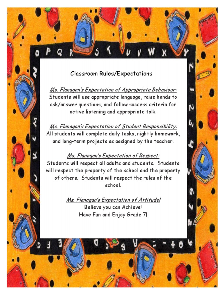 Grade 7 Classroom Rules and Expectations | PDF | Language Arts ...