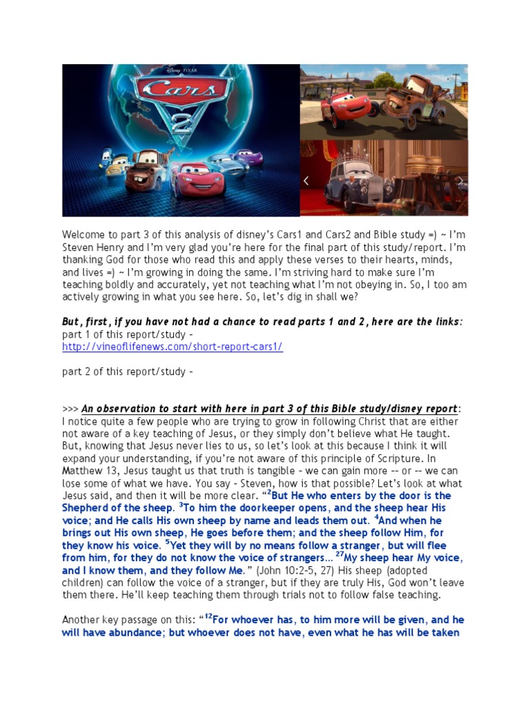 Short Report On Cars2 (Part3 of 3) | PDF | Gospel Of Matthew | Sin