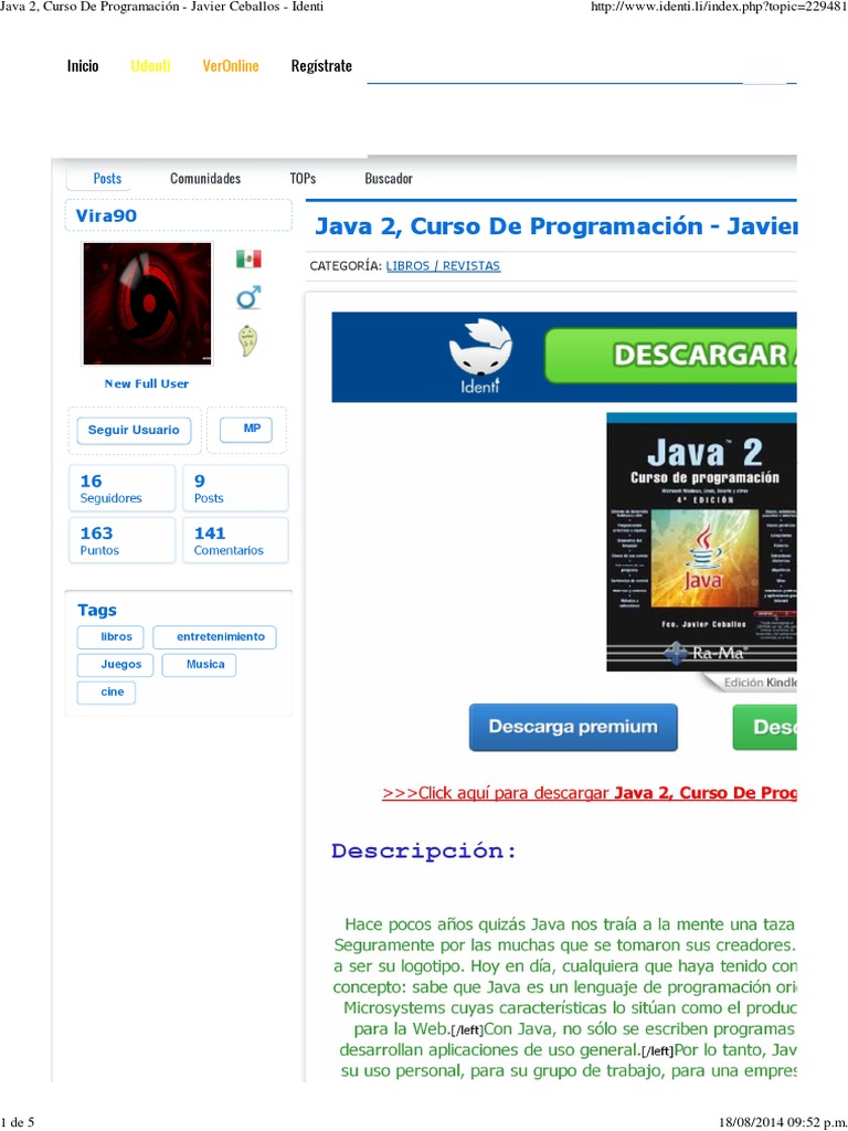 Java 2, Curso de Programación - Javier Ceballos - Identi | PDF ...