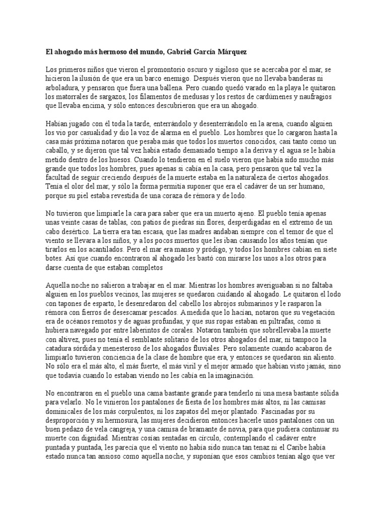 El Ahogado Más Hermoso Del Mundo | PDF | Agua | Science