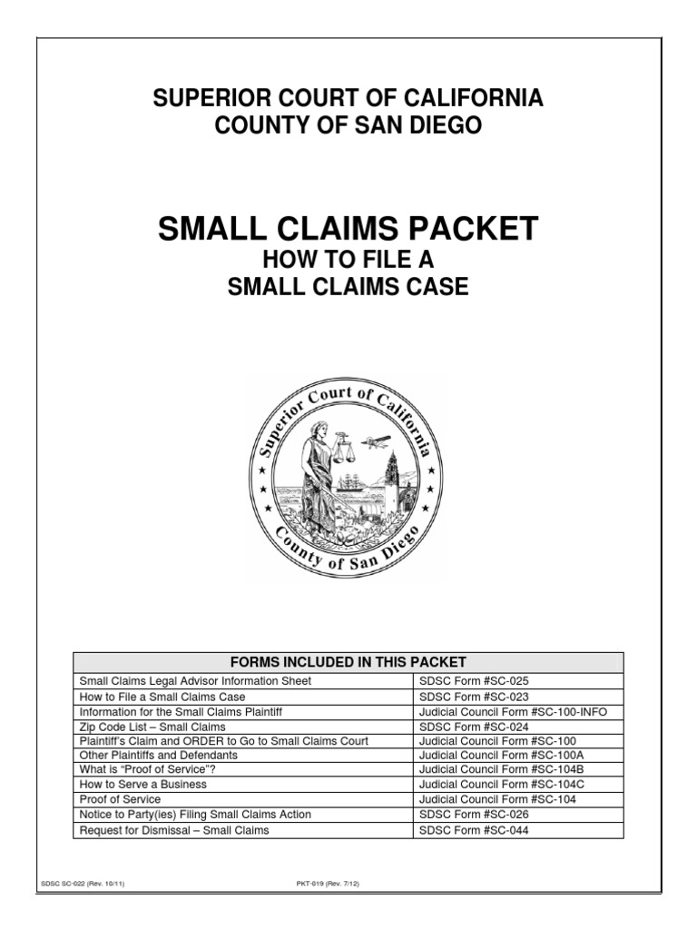 Small Claims Packet | PDF | Service Of Process | Lawsuit