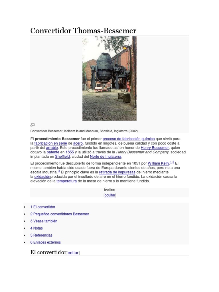 Convertidor Thomas - Docx Masomenos | PDF | El hombre hace Materiales ...