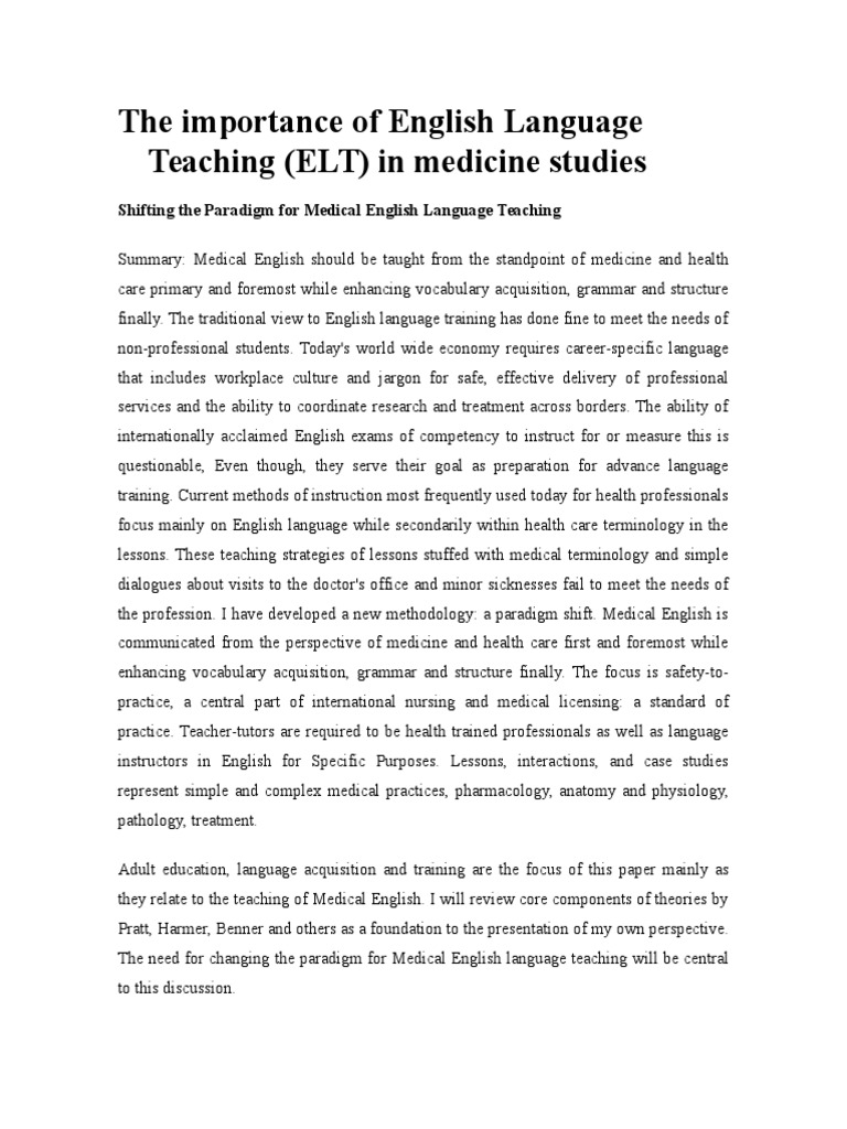 Transforming Medical English Teaching | PDF | Curriculum | Language ...