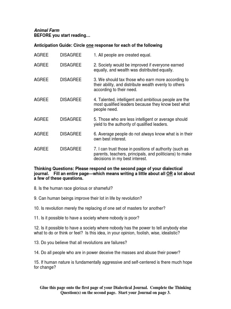 Animal Farm Anticipation Guide 2 | PDF | Career & Growth | Self-Improvement