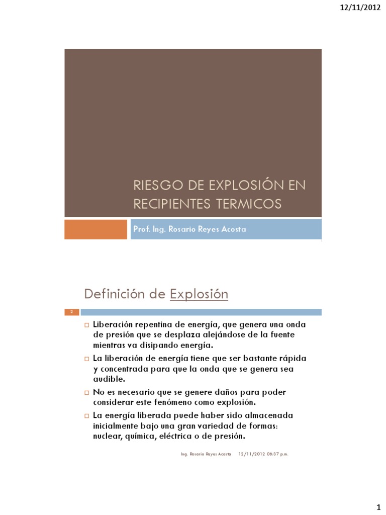 Riesgo de Explosion de Recipientes A Presion1 | PDF | Gases | Presión