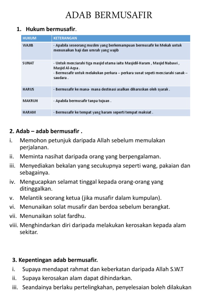 Adab Bermusafir | PDF