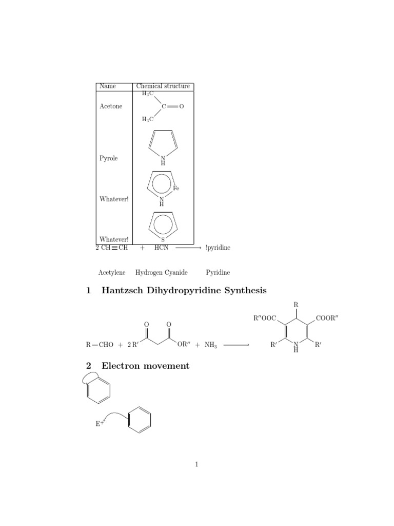 1 Hantzsch Dihydropyridine Synthesis: Name Chemical Structure | PDF