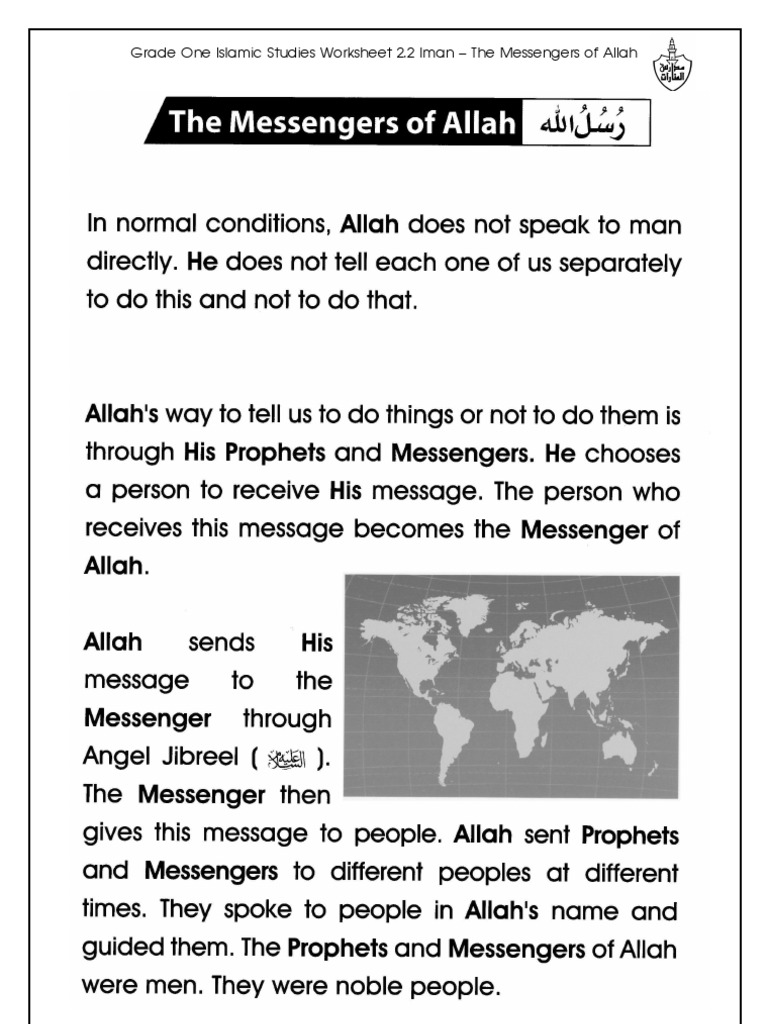 Messengers of Allah Worksheet for Grade 2 | PDF | Religion & Spirituality