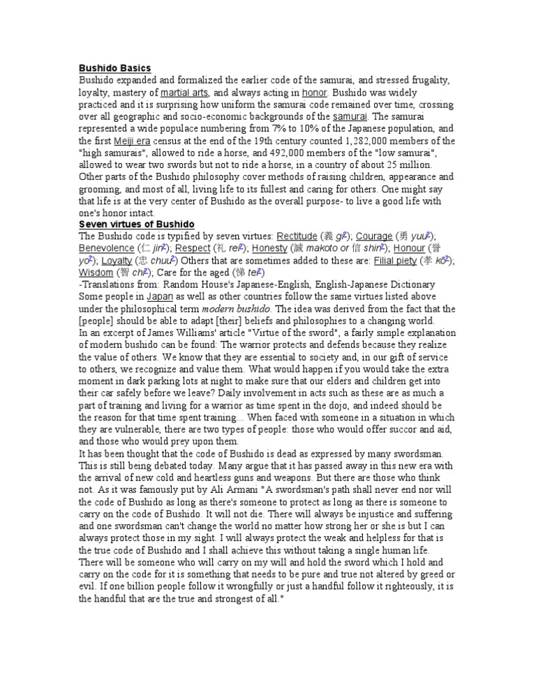 Bushido Basics | PDF | Bushido | Samurai