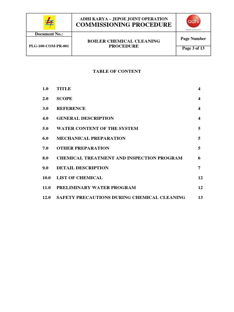 Boiler Chemical Cleaning Procedure | PDF | Boiler | Steam