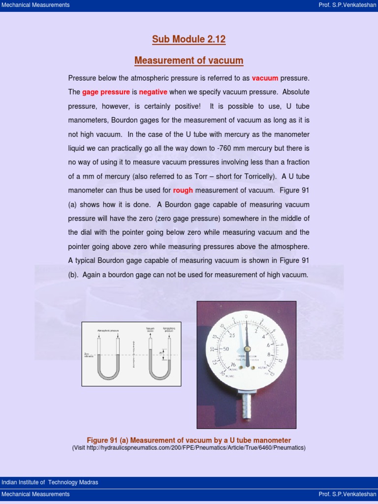 Mechanical Measurements | PDF | Pressure Measurement | Vacuum