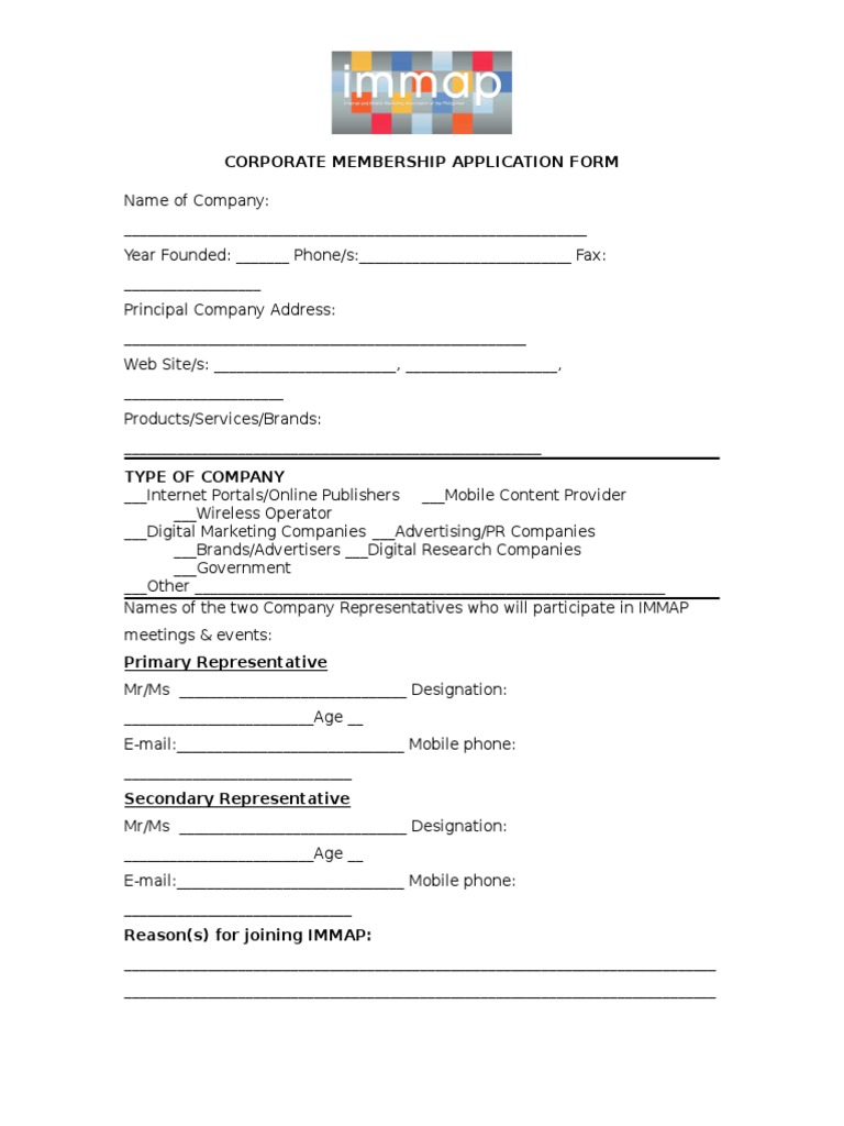 Corporate Membership Application Form | PDF | Career & Growth | Business
