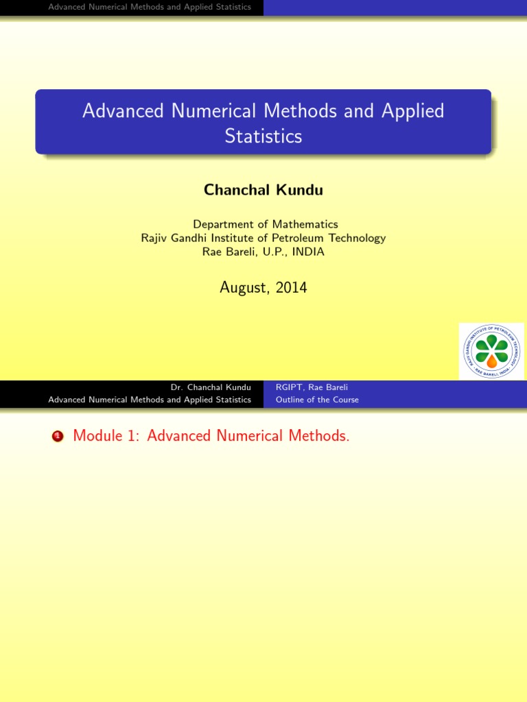 Advanced Numerical Methods & Statistics | PDF | Probability Theory ...