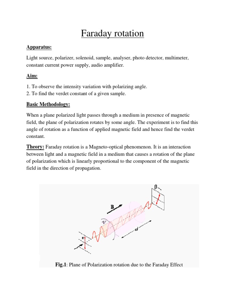 Faraday Rotation Lab Manual | PDF | Polarization (Waves) | Magnetic Field