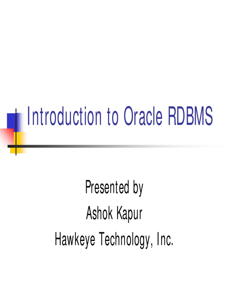Introduction To Oracle Rdbms Relational Database Data Management