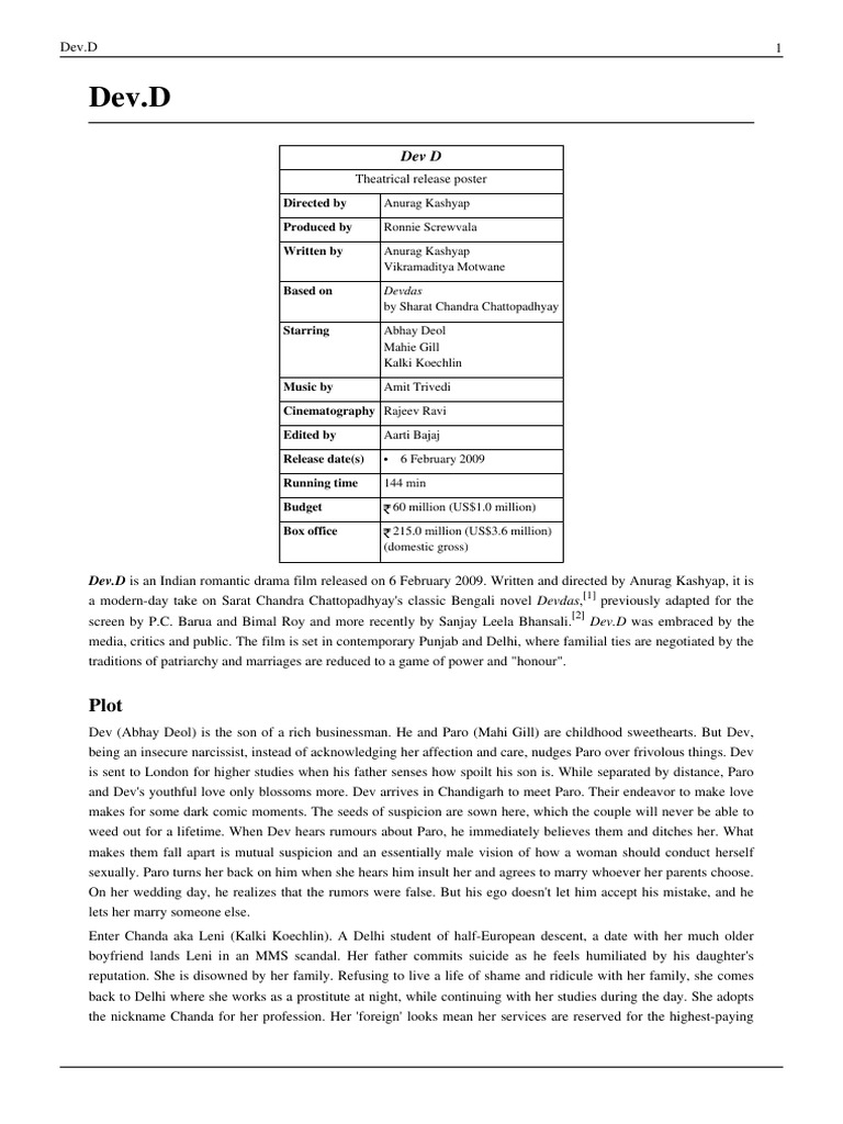 Dev D | PDF | Cinema | Leisure