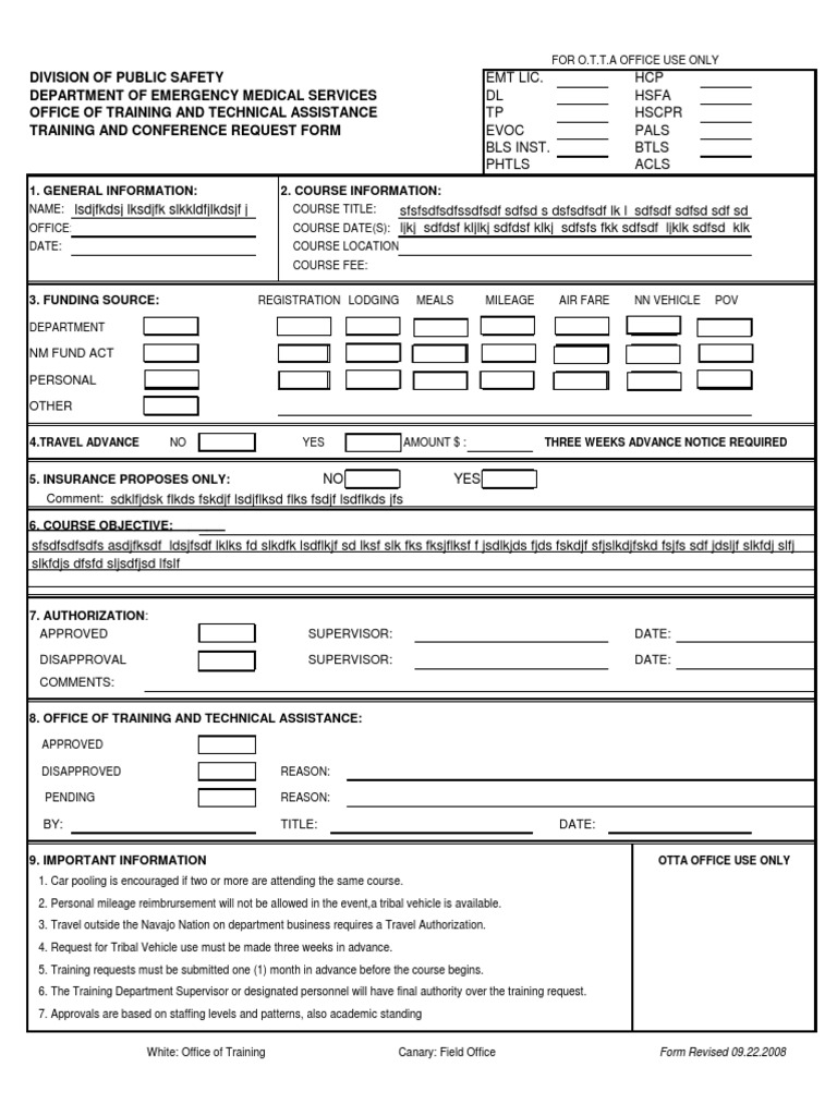 EMS Training Request Form | PDF