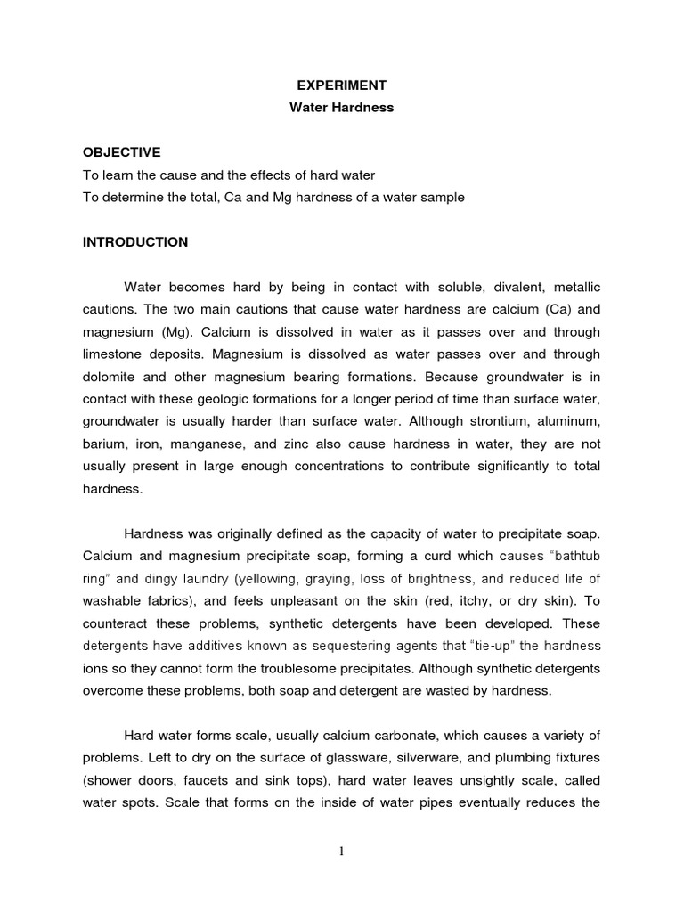 Report Water Hardness | PDF | Calcium | Magnesium