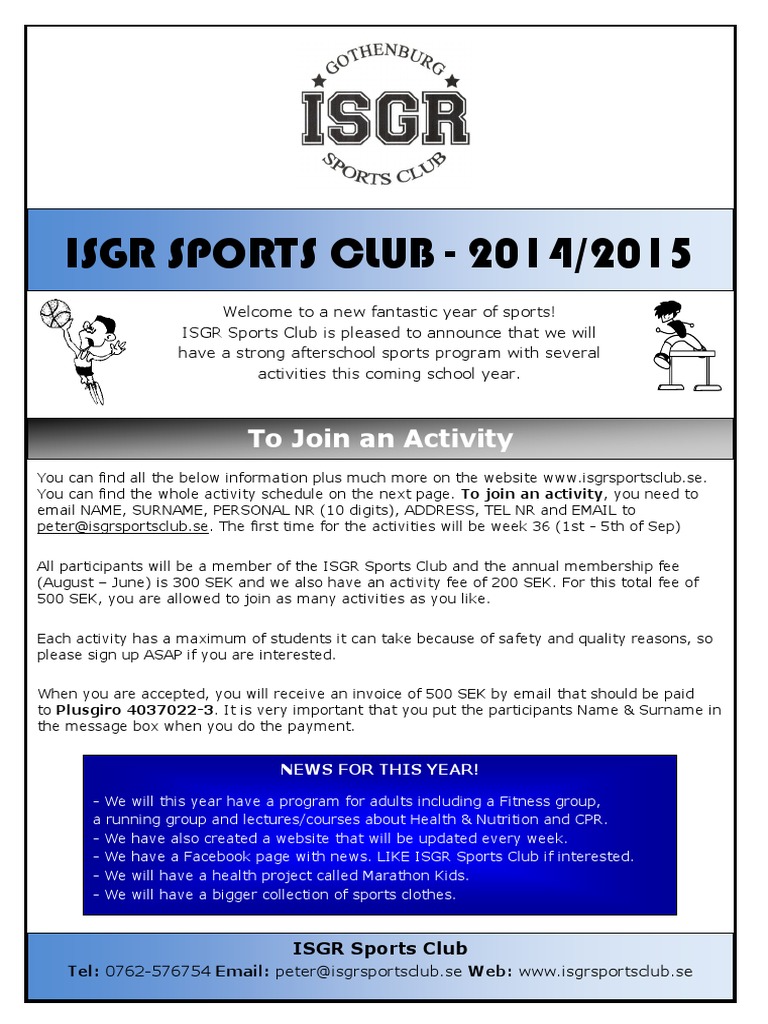 ISGR Sports Club | PDF | Sports | Leisure