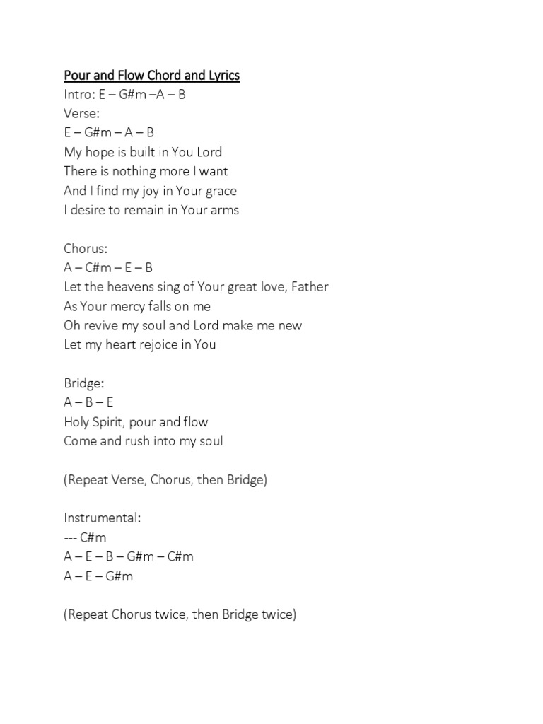 Pour and Flow Lyrics and Chords | PDF | Song Structure | Entertainment ...