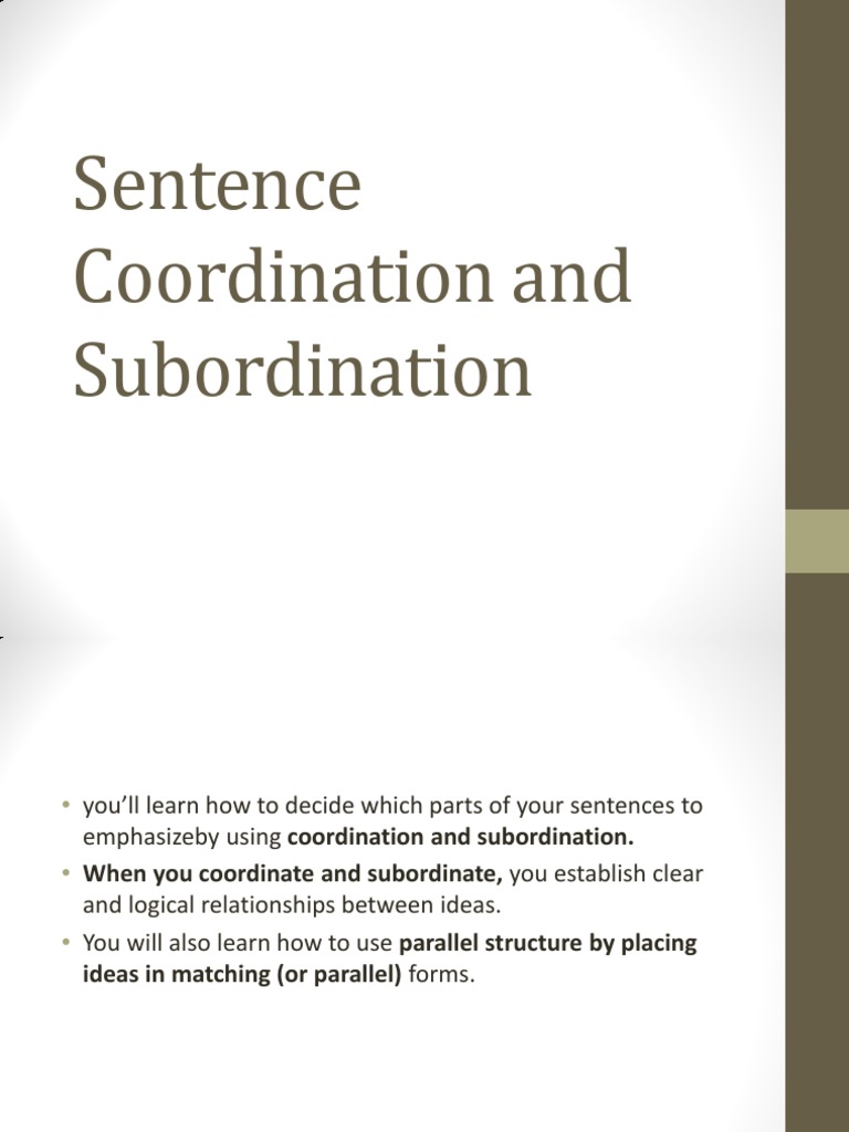 Coordination and Subordination | PDF | Sentence (Linguistics) | Clause