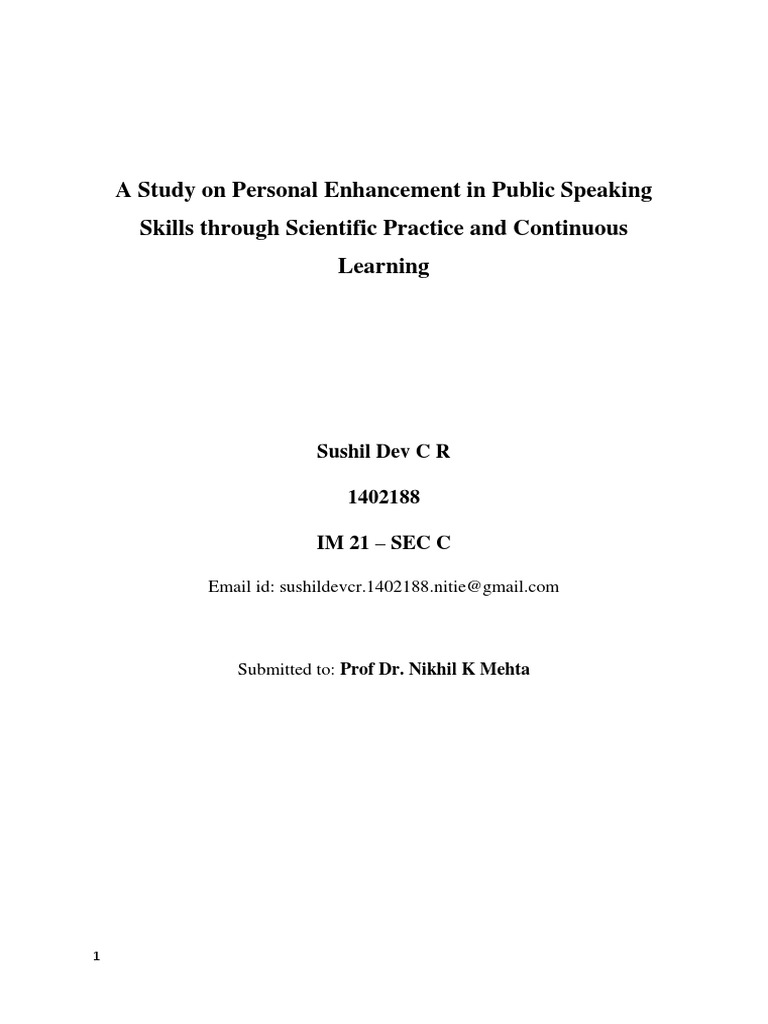 Problems in Public Speaking - A Scientific Report | PDF | Public ...