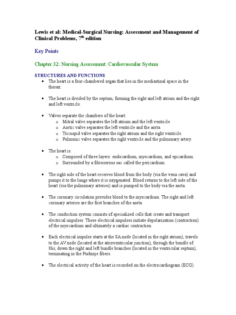 Nursing Assessment - Cardiovascular System | PDF