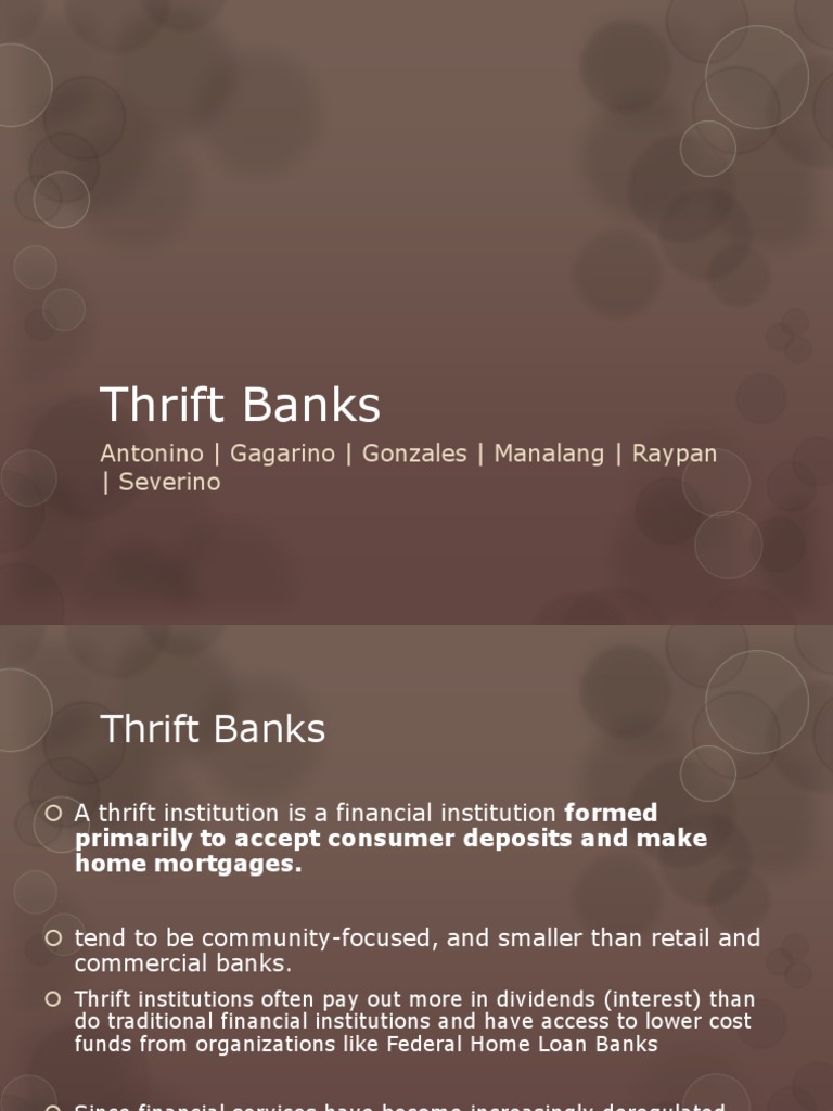 Thrift Banks Report | Download Free PDF | Savings And Loan Association ...