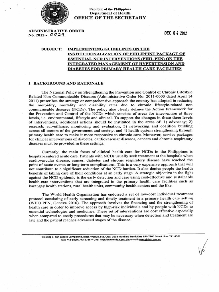 DOH PHILPEN Implementing Guidelines | PDF | Foreign Language Studies ...