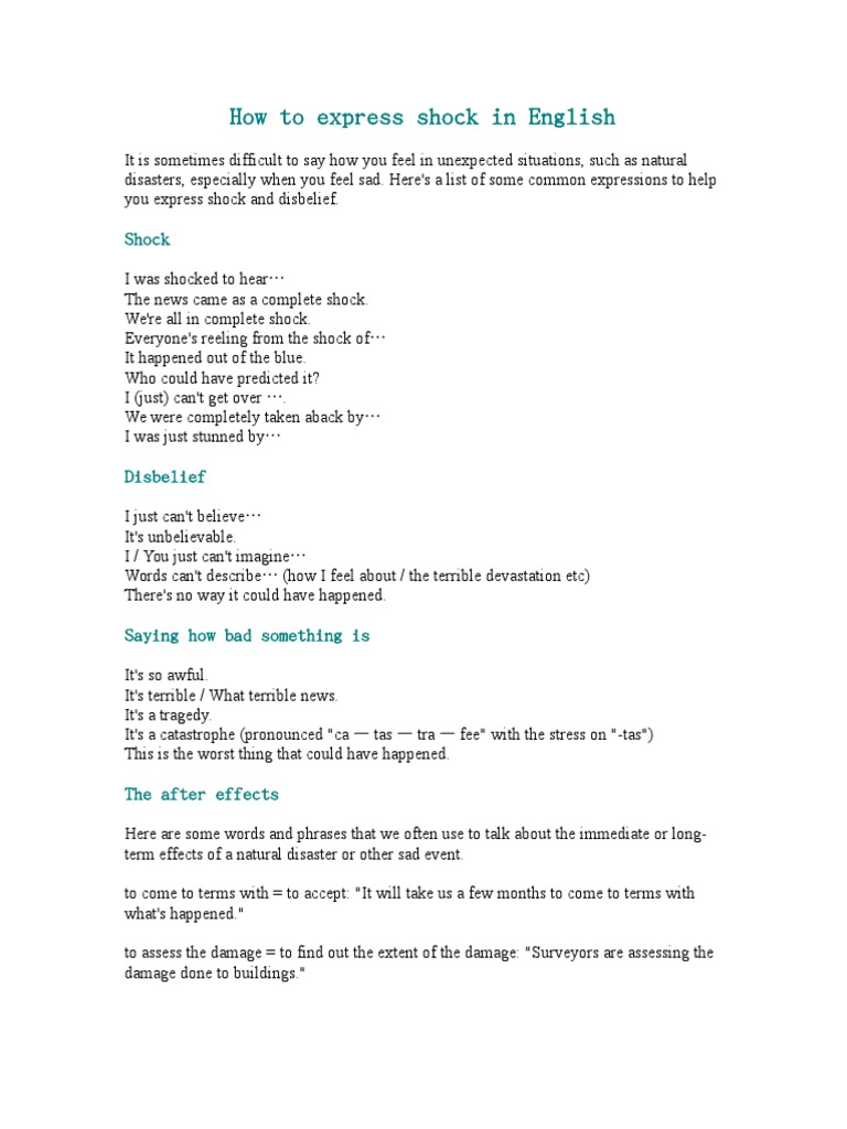 How To Express Shock in English | PDF
