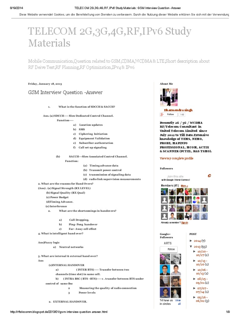 TELECOM 2G, 3G, 4G, RF, IPv6 Study Materials - GSM Interview Question ...