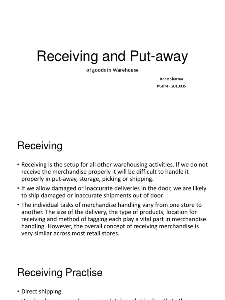 Receiving and Put-Away | PDF | Warehouse | Industries