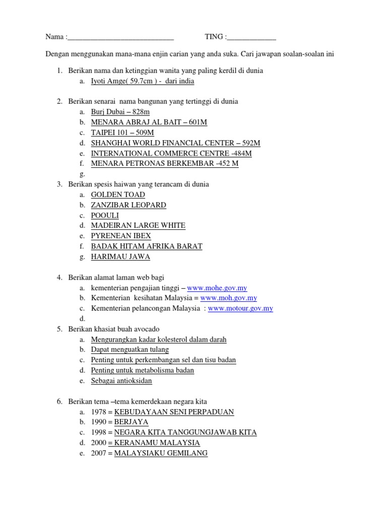 Kuiz Pengetahuan Am | PDF