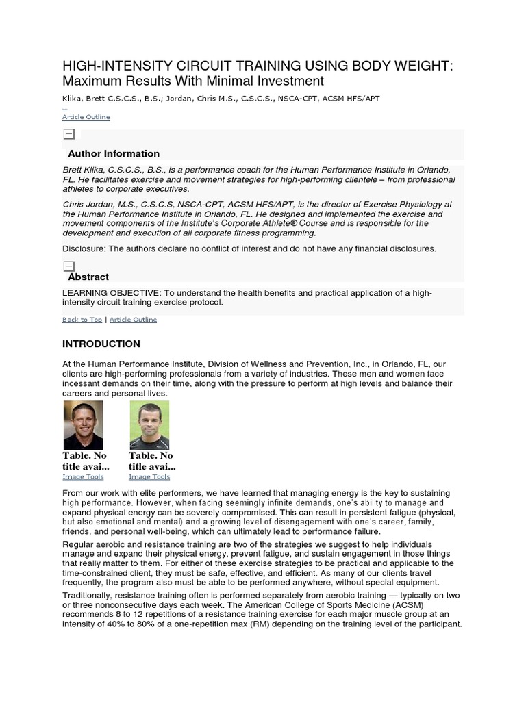 Circuit Training | Download Free PDF | Strength Training | Aerobic Exercise