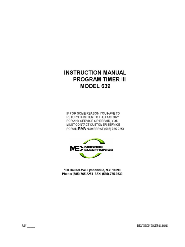 Lear Programmable Timer Switch Manual | PDF | Network Switch | Switch