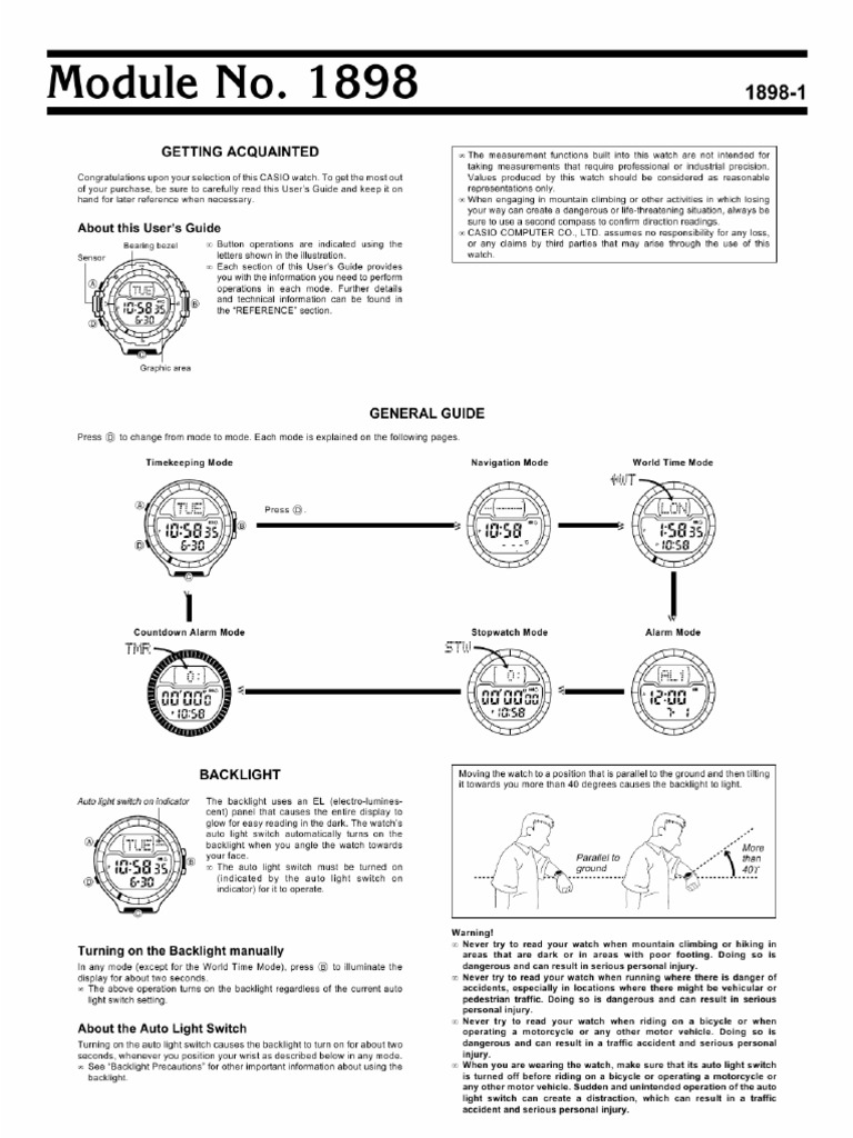 CASIO Module 1898 (PROTREK) | PDF | Foreign Language Studies | Home ...