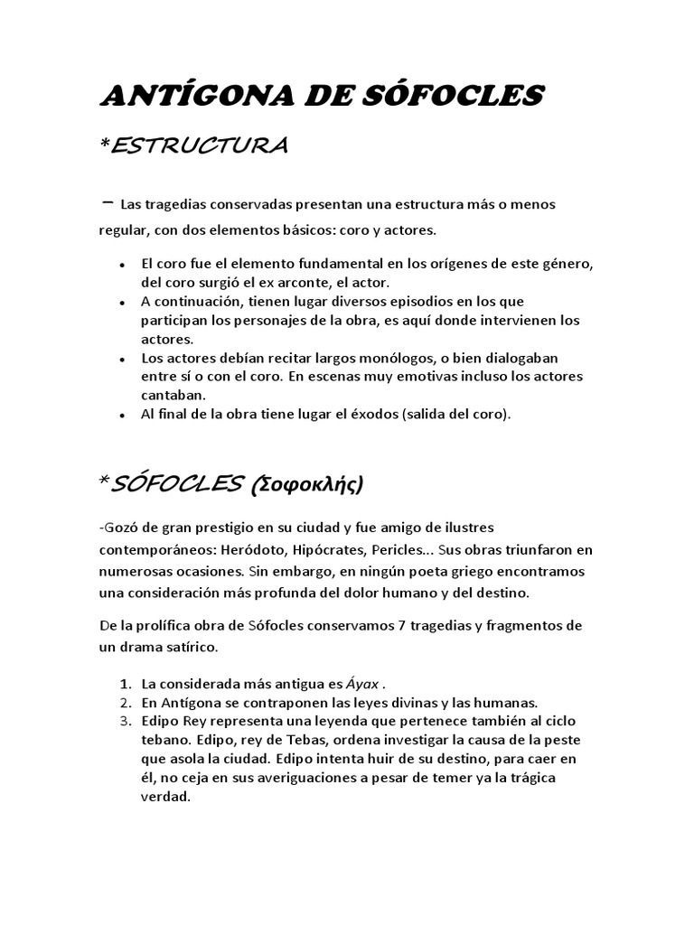Antígona de Sófocles | PDF | Sófocles | Tragedia griega