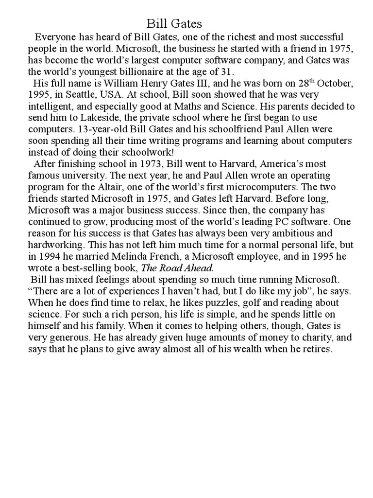 Bill Gates: Microsoft Founder and Philanthropist | PDF