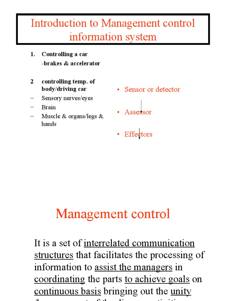 Introduction To Management Control Information System Pdf System
