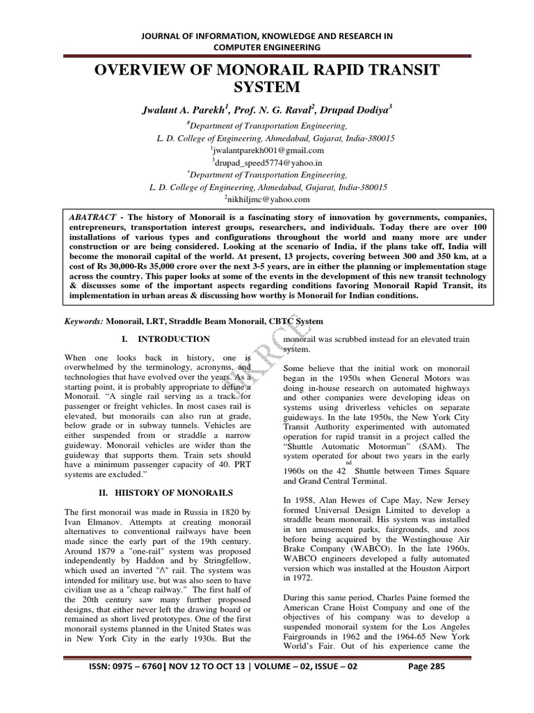 Monorail Rapid Transit Overview | PDF | Business | Travel