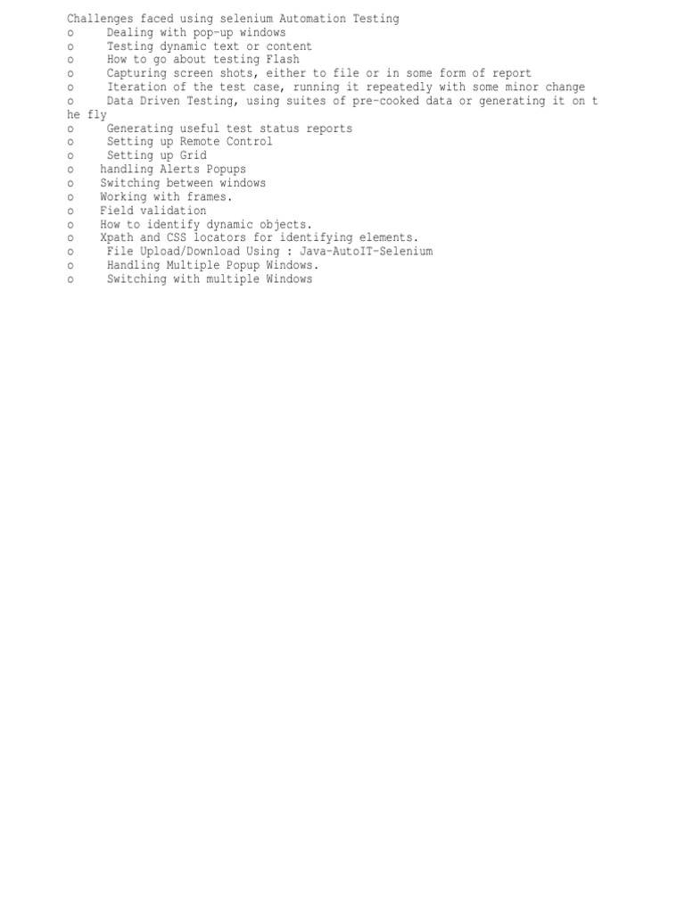 Challenges Faced in Selenium Webdriver | PDF