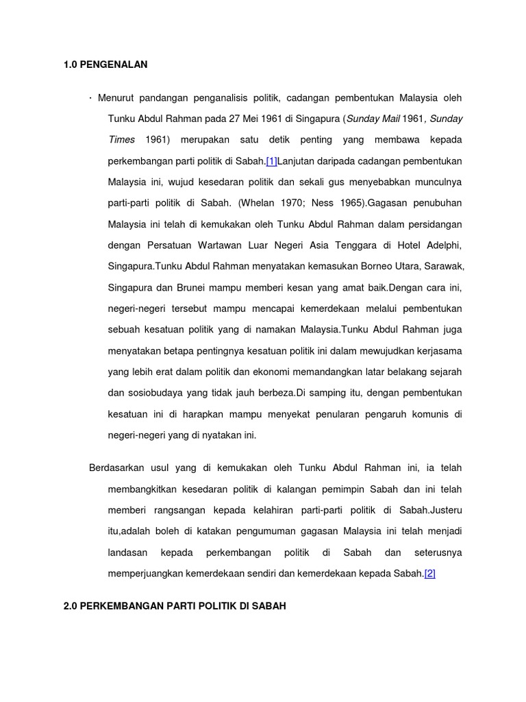 Nota Parti Politik Di Sabah | PDF