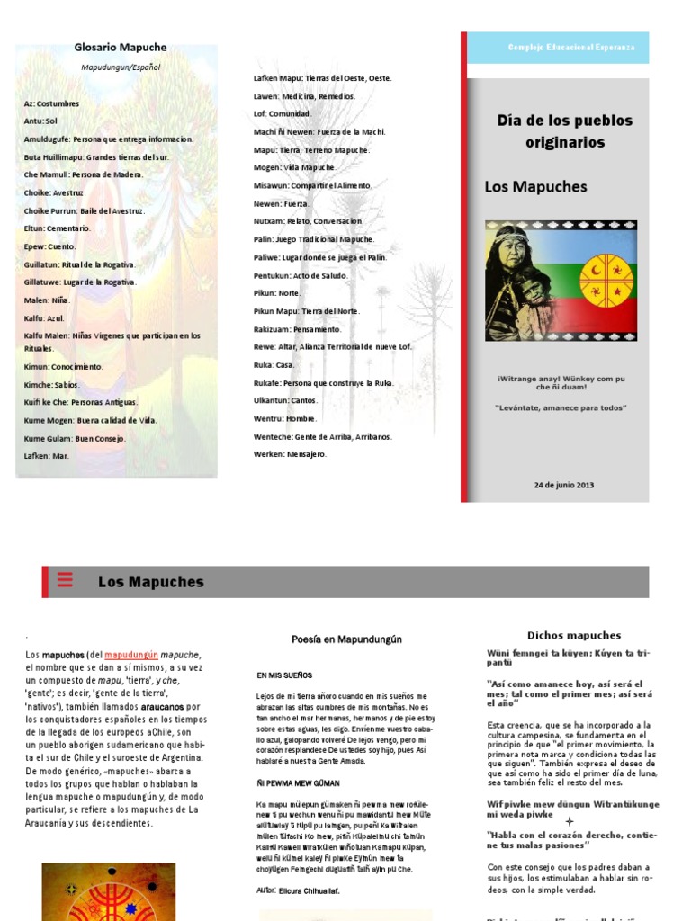 Triptico Mapuches.. | PDF | Sociedad de las Americas | América del Sur