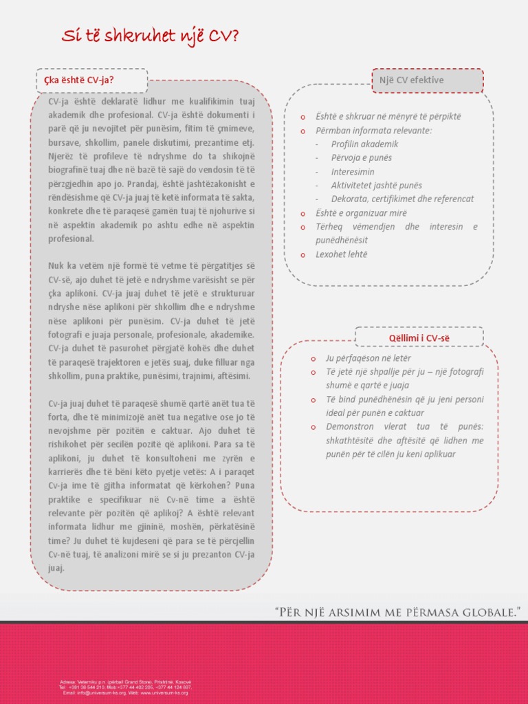 Si Te Shkruhet Nje CV | PDF