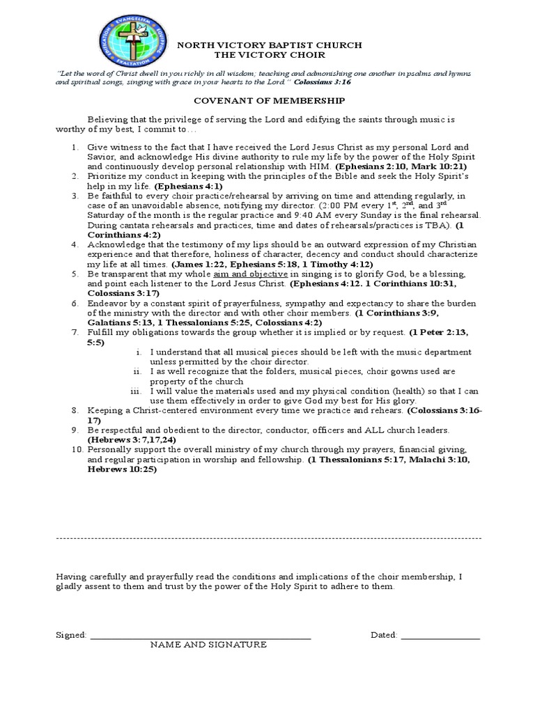 Covenant of Membership | Choir | Epistle To The Colossians