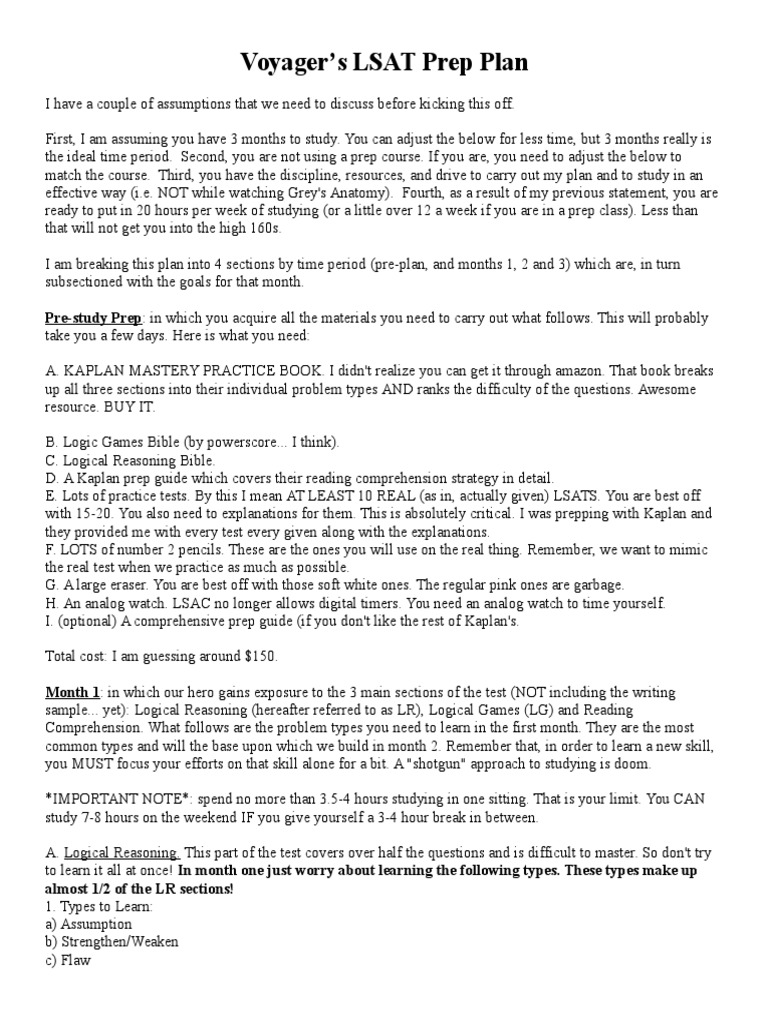 Voyagers LSAT Prep Plan | PDF | Law School Admission Test | Teaching ...