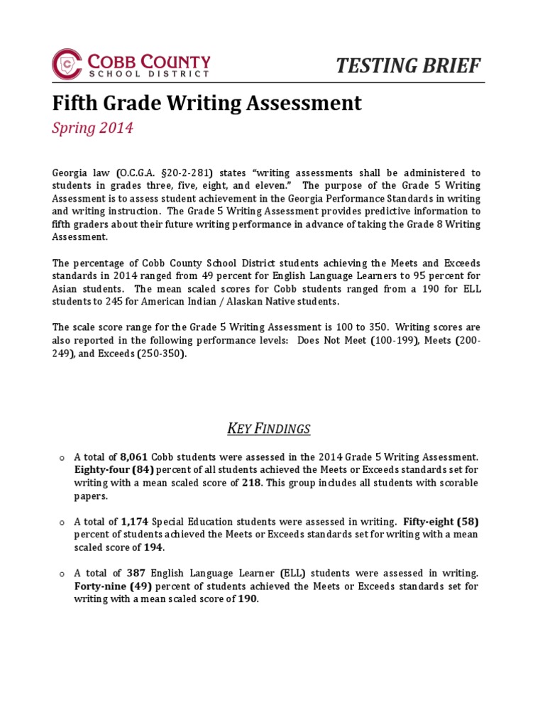 2014 5GWA Testing Brief | PDF | Special Education | Alternative Education