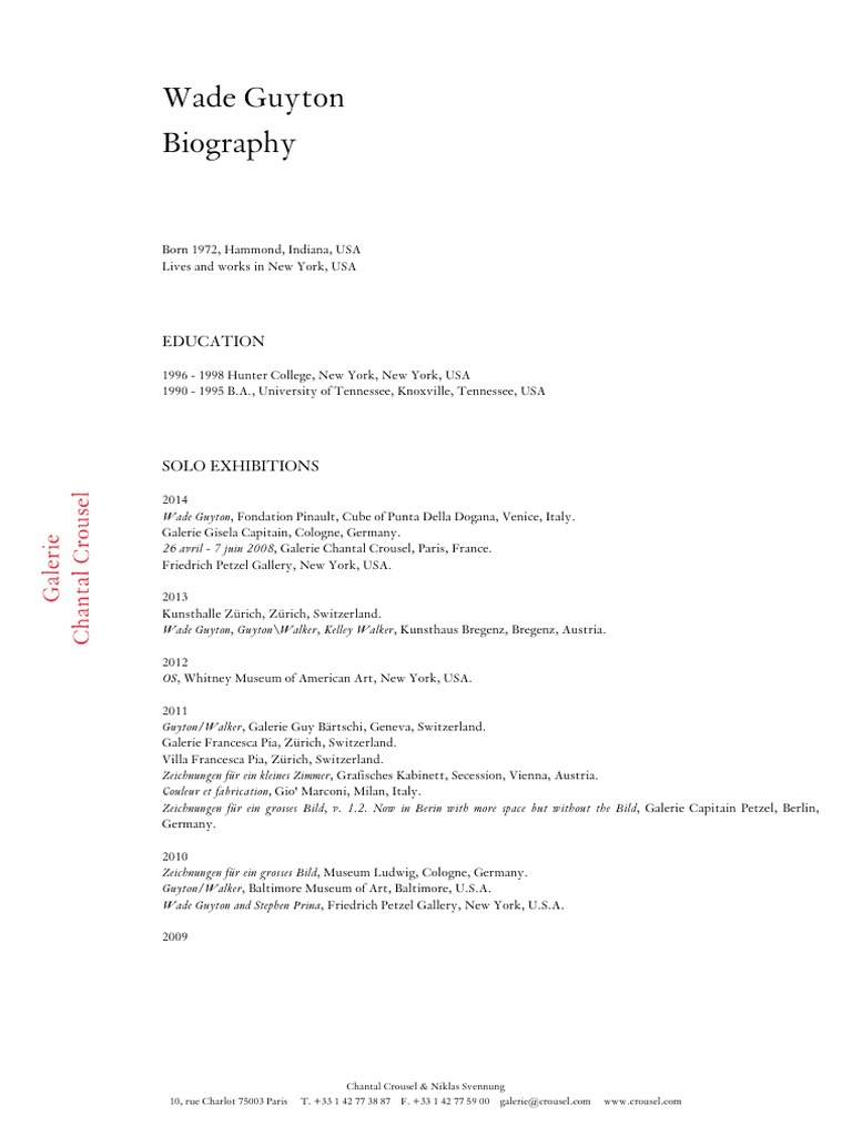 Wade Guyton: Exhibitions and Biography | PDF
