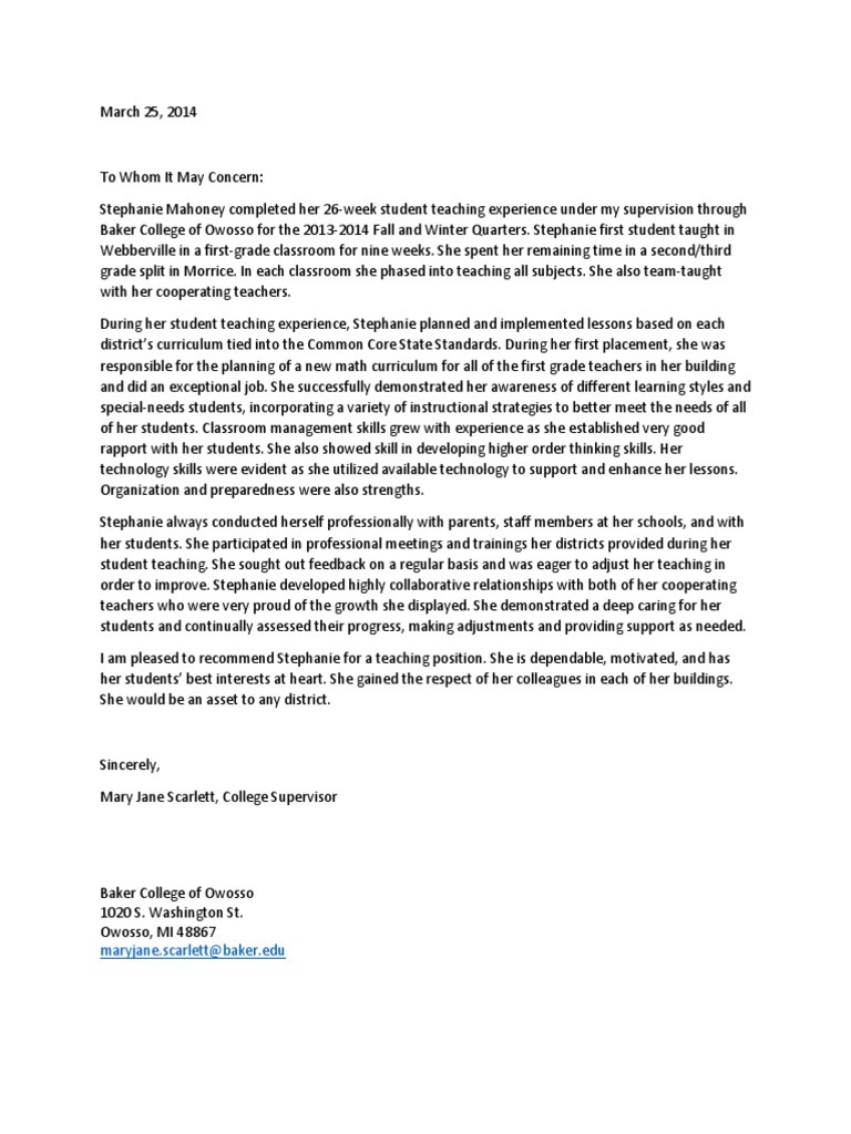 Letter of Rec Scarlett | PDF